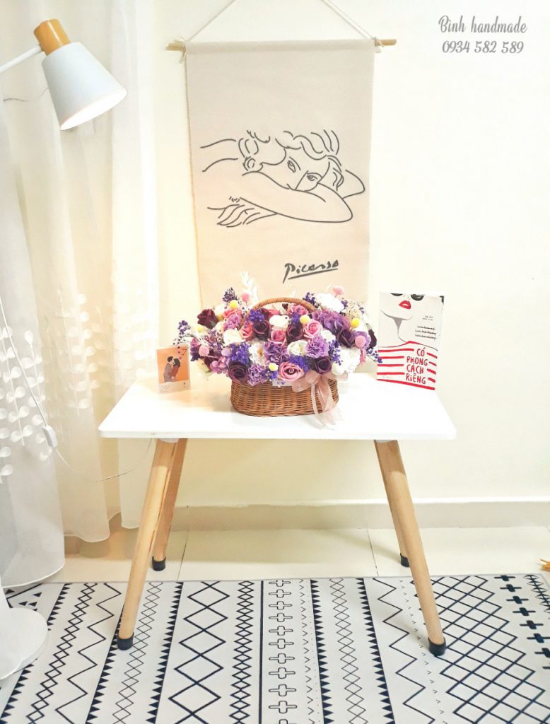 Giỏ hoa màu tím đẹp - Hoa Sáp Hải Phòng